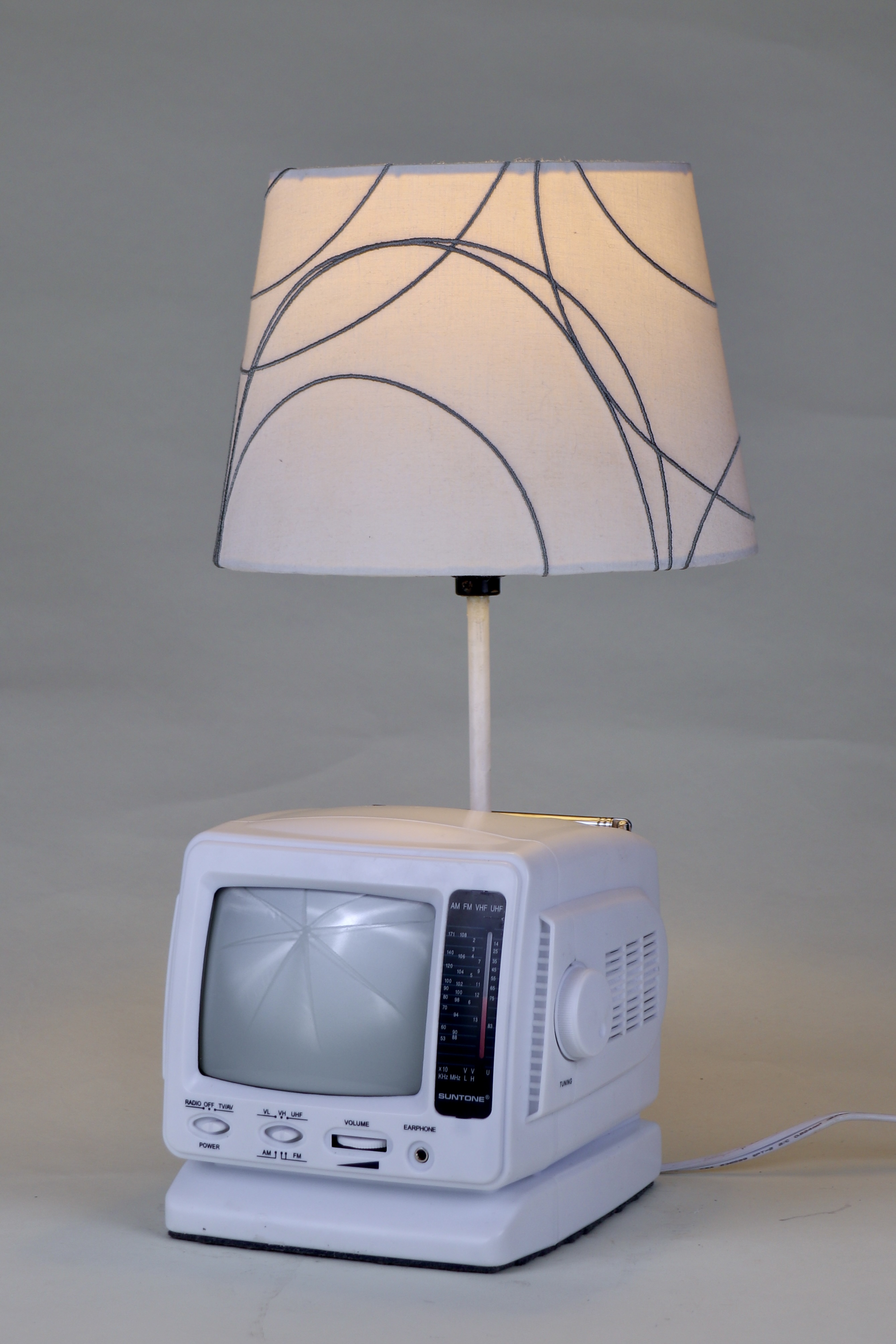White TV Lamp – Upcycled Lamps by Jon Jensen